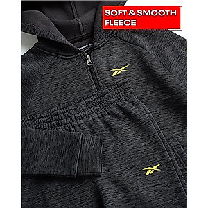 Reebok Boys' Sweatsuit - Active Fleece Zip Hoodie Sweatshirt and Jogger Sweatpants (2T-12), Size 10, Black Straided