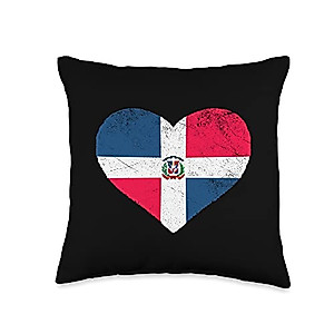 Dominican Roots Dominican Republic Souvenir Gifts Flag Heart I Love Dominican Republic Throw Pillow, 16x16, Multicolor