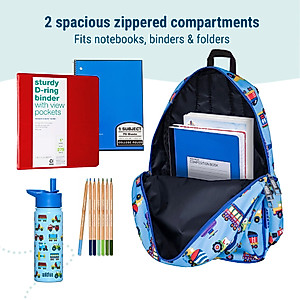 Wildkin 15-Inch Kids Backpack for Boys & Girls, Perfect for Early Elementary, Backpack for Kids Features Padded Back & Adjustable Strap, Ideal for School & Travel Backpacks(Trains, Planes, and Trucks)