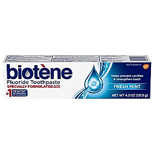 biotène Gentle Formula Fluoride Toothpaste, Fresh Mint 4.3 oz (Pack of 2)