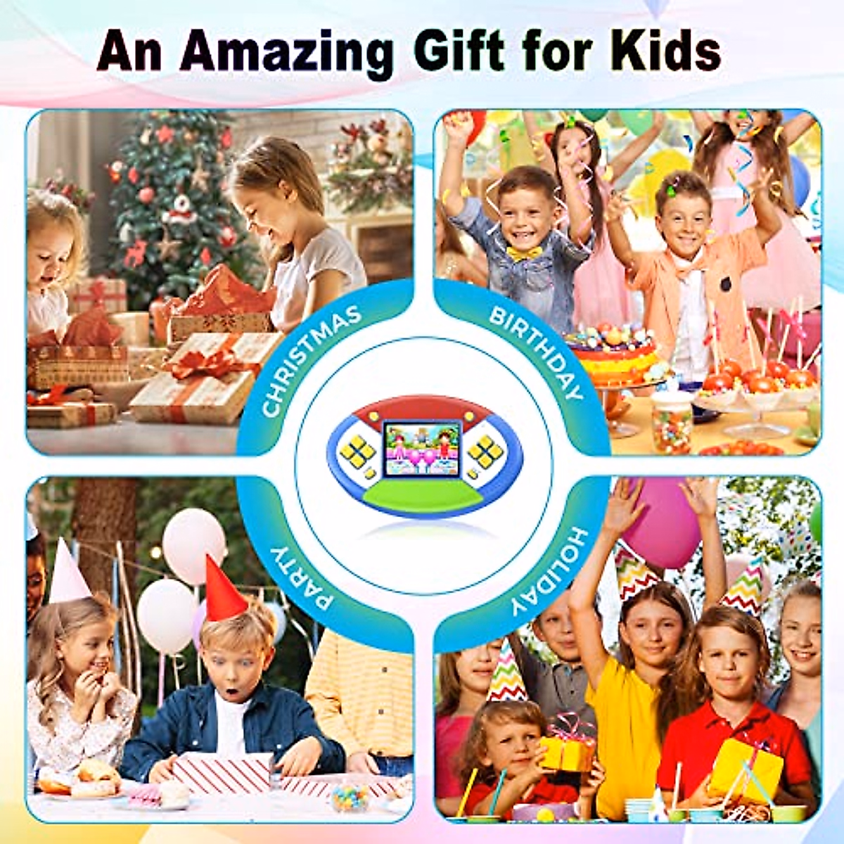 Beijue Kids Games Console Toys With 220 16 Bit Video Games,Handheld Gaming Consoles Stuff for Boys and Girls,Portable Rechargeable Family Retro Games Center Party Favors Christmas Birthday Gift (Blue)