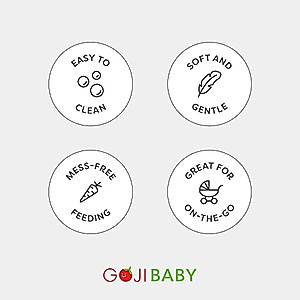 Goji Baby - 4 oz Silicone Baby Food Dispensing Spoon - 4 Pack - Great for 4+ Month Infants - Includes Stopper - Easy to Use and Mess-Free - Precise Food-Release Feeder - Great for Travel (Blue)