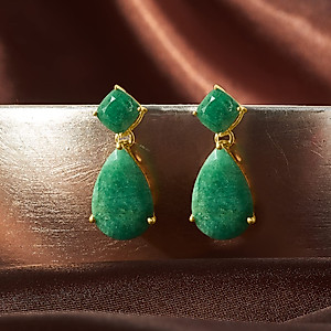 Ross-Simons 19.20 ct. t.w. Emerald Drop Earrings in 18kt Gold Over Sterling