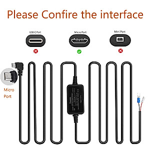 Dash Cam Hardwire Kit Micro USB Compatible for Garmin Dash Cam 67W 66W,65,57,56,55,47,46,45,dezl 780 LMT-S,OTR1000,OTR800,dezlCam 785 LMT-S,RV 760LMT,785,RV 890,Zumo 590LM GPS Navigator Power Cord