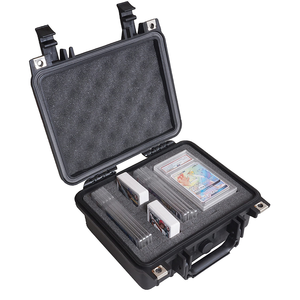 Case Club Graded Card Storage Box Fits up to 34 Card Slabs, or 100+ Sleeve Top Loaders- Travel Case fits Pokemon, MTG, & Sports Trading cards in Waterproof Exterior with Customizable Foam Interior