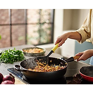 Joseph Joseph Duo Slotted Turner with Integrated Tool Rest: Hygienic, Heat-Resistant Nylon Head, Safe for Non-Stick Cookware, Light Yellow