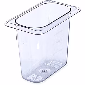 Carlisle FoodService Products 3068807 Plastic Food Pan, 1/9 Size, 6 Inches Deep, Clear (Pack of 6)