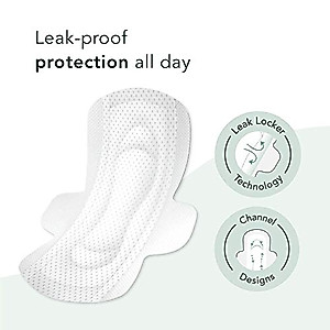 Rael Pads for Women, Organic Cotton Cover - Period Pads with Wings, Feminine Care, Sanitary Napkins, Light Absorbency, Unscented, Ultra Thin (Petite, 56 Count)