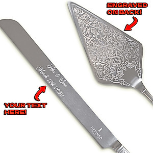 Personalized Engraving Cake Knife and Server Set | Wedding Cake Knife and Server | Wedding Gift | Elegant Cake Cutting Set | Engagement Gift For Couples