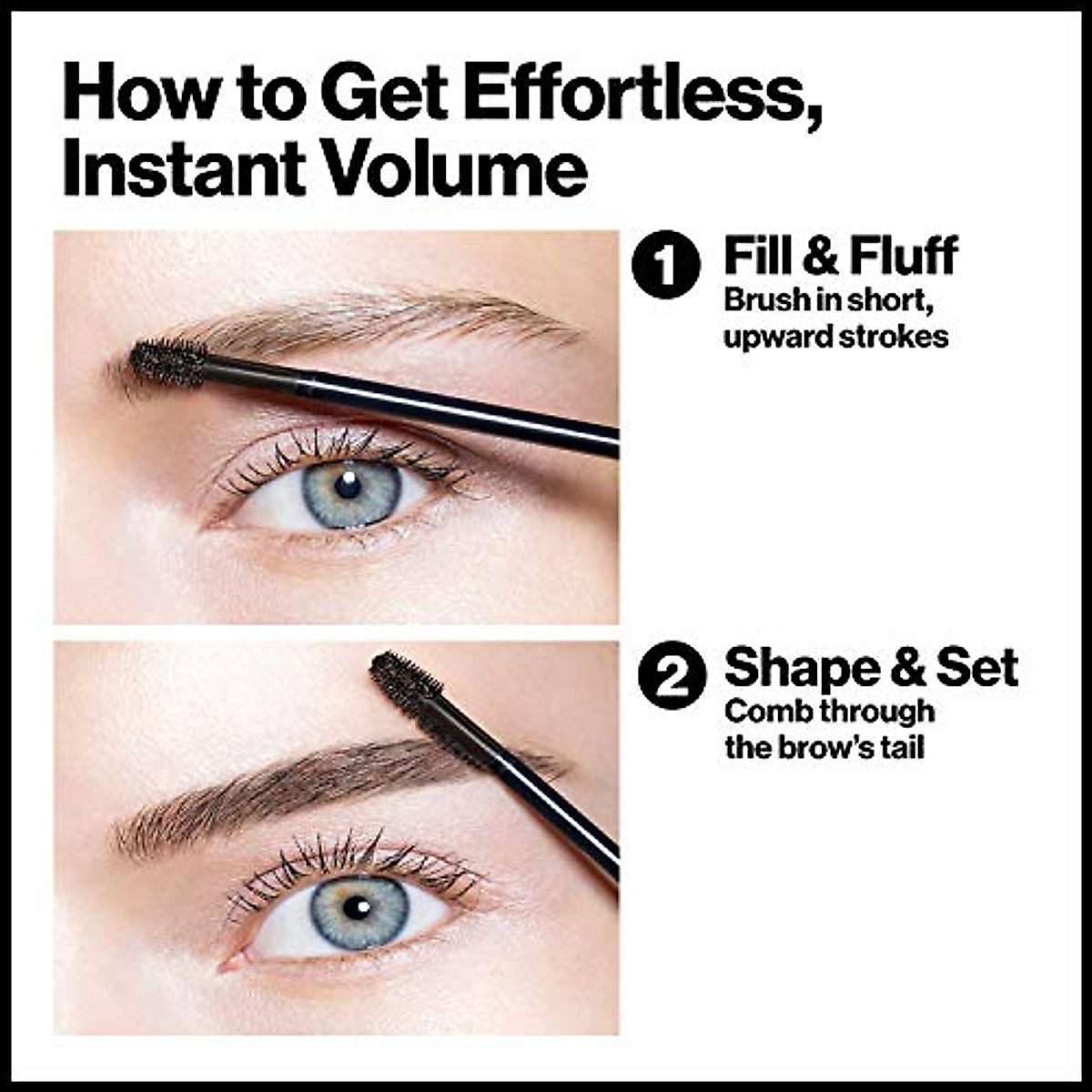 REVLON ColorStay Brow Fiber Filler, Longwearing & Volumizing Waterproof Eyebrow Gel, 305 Dark Brown, 0.23 fl. oz.