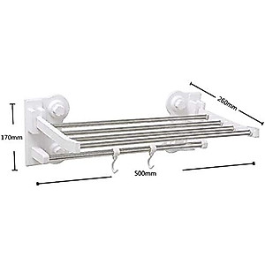 Towel Racks,Towel Rails, Towel Rack Traceless Adhesive Bathroom Shelf Kitchen Towel Bar Rail Stainless Steel Towel Holder Wall Mounted Towel Rack with Hooks
