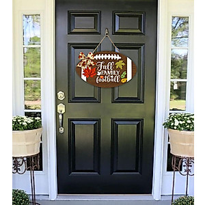 Muroanmi Fall Welcome Sign for Front Door, Fall Family Football Sign, Farmhouse Front Door Signs Seasonal Rustic Wooden Home Sign Football Sports Lover Home Décor 12Inch