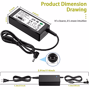 24V 2.5A Power Supply Adapter 110V-240V AC to DC 24 Volt 60 W Charger Power Cord for Logitech Racing Wheel,LED Strips, LCD Monitor,CCTV Camera