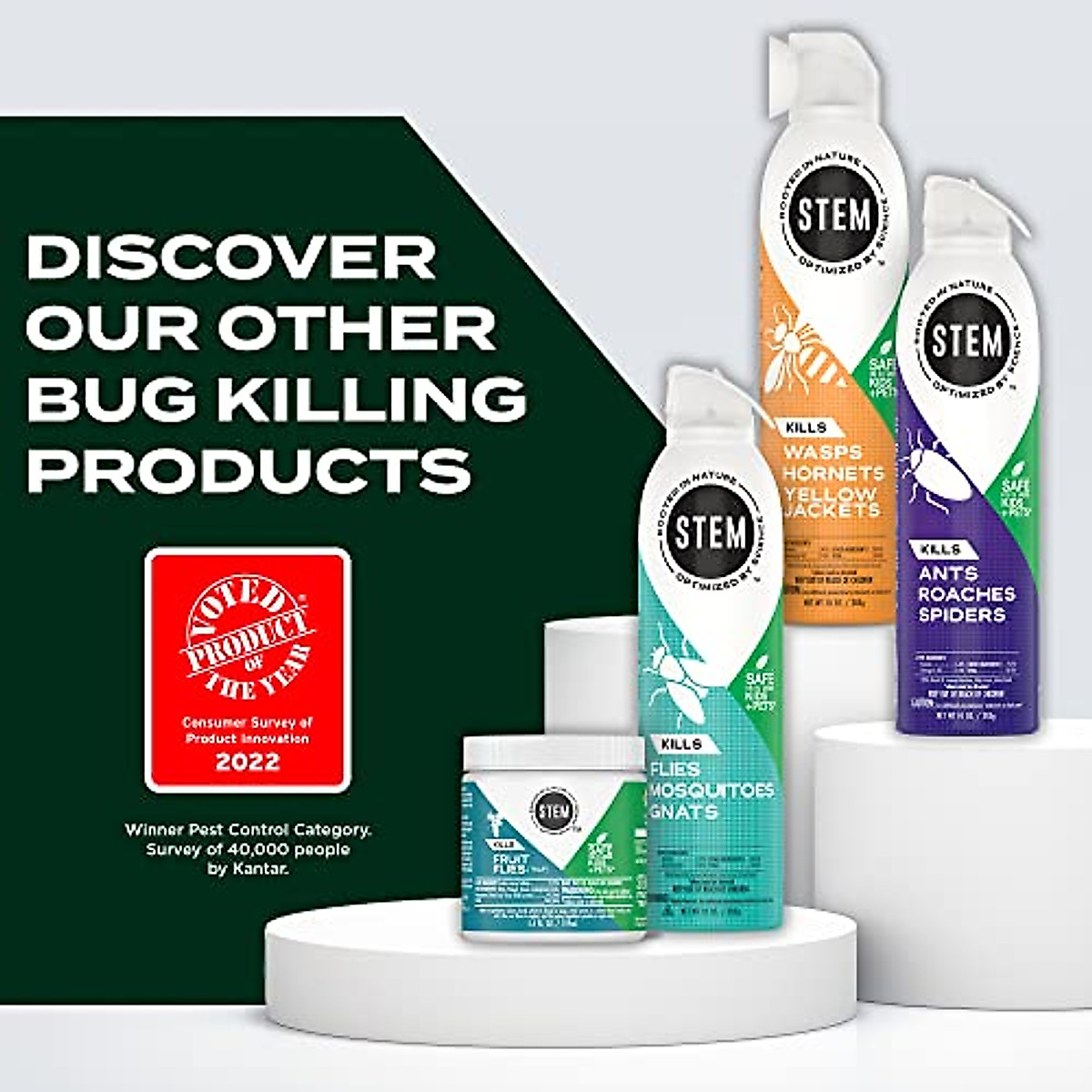 Stem Kills Ants, Roaches And Flies: Plant-Based Active Ingredient Bug Spray, Botanical Insecticide For Indoor And Outdoor Use; 12 fl oz (Pack Of 3)