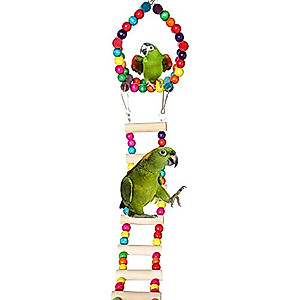 Bird Parrot Toys Ladders Swing - Hanging Pet Bird Cage Accessories Hammock Swing Toy for Small Parakeets Cockatiels , Lovebirds , Hamster Crawling Bridge Trainning Toys