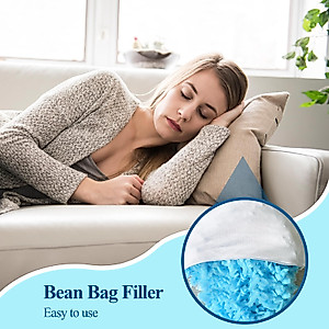 RAINBEAN 10lbs Bean Bag Filler, Shredded Memory Foam Filling for Bean Bag Chair, Dog Beds, Cushions Pillows, Added Gel Particles