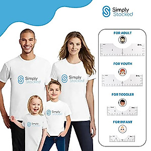Simply Stocked Tshirt Ruler Guide for Vinyl Alignment - 4 Pcs of PVC T Shirt Rulers to Center Designs for Heat Press - 17.5, 16, 12 and 10 Inch Guides for T-Shirts of All Sizes (White)