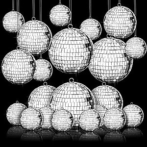 35 Pcs Hanging Mirror Disco Balls Ornaments Mini Disco Ball Decorations Reflective Mirror Ball Decoration 70s Disco Themed Party Decor for Christmas Tree Ornaments (2'', 3'', 4'')