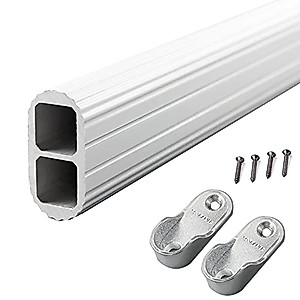 ZAQYCM Aluminum Wardrobe Rod Complete Kit, Closet Bar for Hanging Clothes Heavy Duty, Wall Mount Curtain Rod for Doorway/Bay Window/Shower/Closet Opening (Color : Silver, Size : 109cm/43 in)