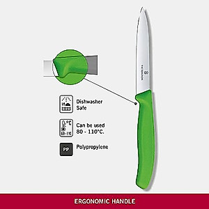 Victorinox 6.7706.L114 Swiss Classic Paring Knife for Cutting and Preparing Fruit and Vegetables Straight Blade in Green, 3.9 inches