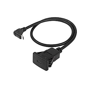 CERRXIAN 0.5m Up Angle USB C 3.1 Male to Female Square Flush Mount Panel Cable for Car, Boat, Motorcycle, Truck Dashboard(U-C3.1)