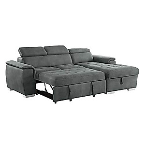 Homelegance Ferriday 98" x 66" Sectional Sleeper with Storage, Gray