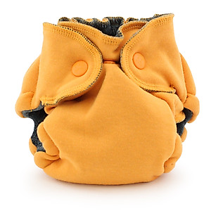 Kanga Care Ecoposh OBV Newborn Baby All in One AIO Fitted Cloth Diaper for Heavy Wetter and Nighttime Organic Bamboo Velour | Saffron (Yellow) 4-12 lbs