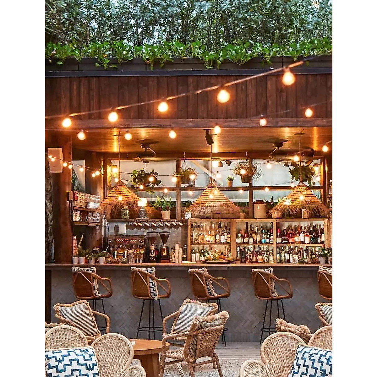 Outdoor String Lights 25 Feet G40 Globe Patio Lights with 27 Edison Glass Bulbs(2 Spare), Waterproof Connectable Hanging Light for Backyard Porch Balcony Party Decor, E12 Socket Base,Black