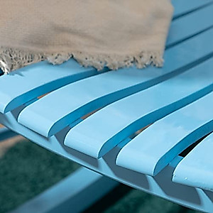 ALIMORDEN Solid Wood Porch Rocking Chair, High Back Slat Reclining Seat Patio Chair, Indoor Outdoor, Blue