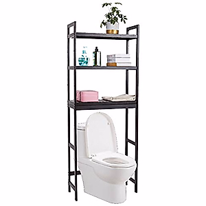 Bathroom Over The Toilet Organizer Storage Rack with Adjustable Shelves 3 Tier Bamboo Freestanding Shelf Plant Stand Multipurpose Organizer Space Saver for Laundry, Balcony，Brow