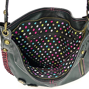 Chala Handbag Charming Hobo DADA PANDA Black Vegan Leather Soft nice gift