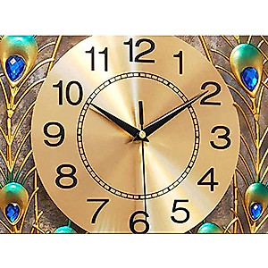 Wall Clock Peacock Wall Clock European Peacock Home Decor Wall Clock Living Room Mute Clock Watch Bedroom,Green