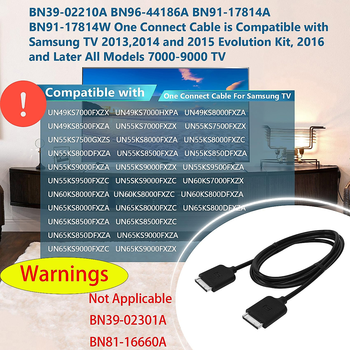 BN39-02210A BN39-02210C BN96-44186A BN91-17814A BN91-17814W One Connect Cable is Compatible with Samsung TV 2013,2014 and 2015 Evolution Kit, 2016 and Later All Models 7000-9000 TV