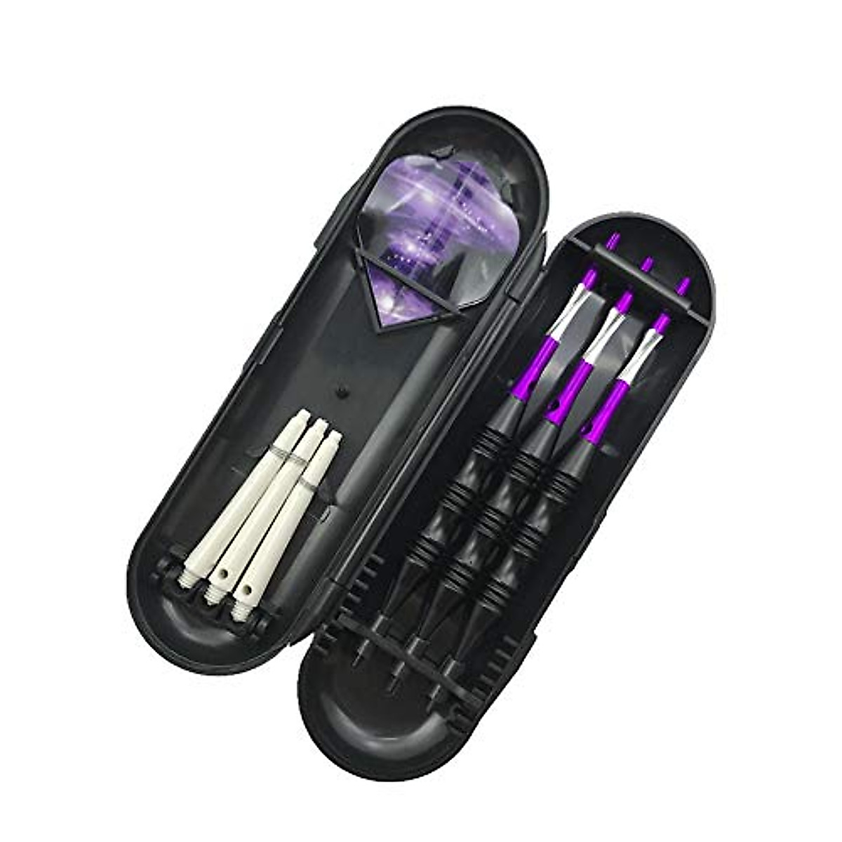 Professional Exquisite 20 Gram Soft Tip Darts Carrying Hard Suitcase | 3 Black Coated Iron Barrels | 3 Aluminum Shaft, Each Recreation Room, Bar and Game Room Level (Purple)