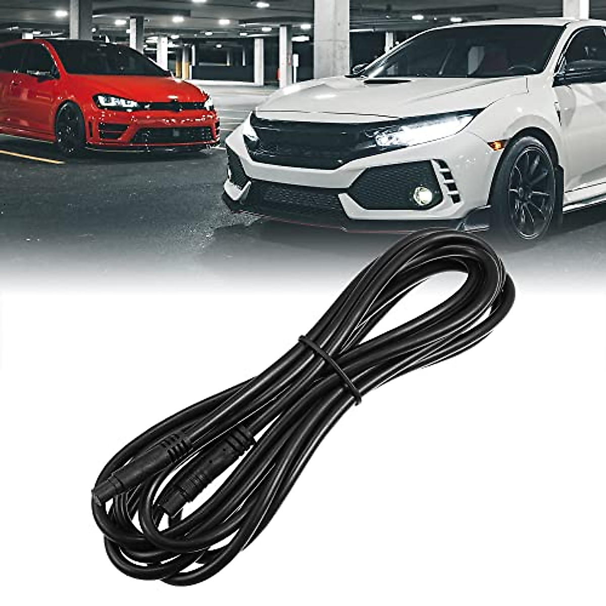 X AUTOHAUX 2 Pcs 8 Pin 9.84ft 300cm Backup Camera Extension Cable Dash Camera Cord Wires Car Rear View Camera