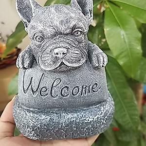 EKDJKK Bulldog Resin Statue, Animal French Bulldog Ornament Figurine Sculpture, Garden Decoration Porch Lawn Welcome Statue for Indoor & Outdoor, Home, Office, Lawn, Patio