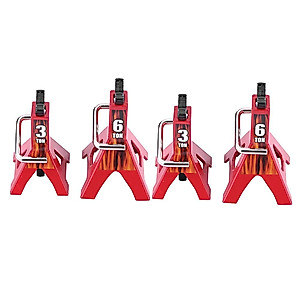 Rc Car Jack Stands Toy, 4Pcs 1/10 Scale High Simulation 6 Ton 3 Ton Toy Cars Stands Metal Jack Stand Rc Crawler Car Stands Model for D90 Wraith Scx10 1/10 Rc Crawler Accessories