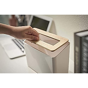 Yamazaki Countertop Waste Bin Home Table Top Plastic | Trash Can, One Size, Walnut