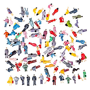 Yamix 100Pcs 1:87 HO Scale People HO Scale Figures Model Trains Architectural Miniature Figures for Miniature Scenes Model Train People