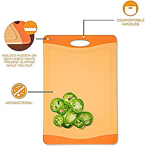 Raj Plastic Cutting Board Reversible Cutting board, Dishwasher Safe, Chopping Boards, Juice Groove, Large Handle, Non-Slip, BPA Free (Small, Red, Green & Orange)