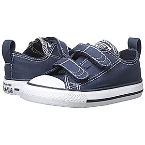 Converse Baby Boys Chuck Taylor All Star 2V Low Top Sneaker, Navy/White, 7 Infant
