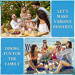 Meanplan 48 Sets Plastic Ice Cream Bowls Candy Color Ice Cream Cups with Spoon Reusable Cute Dessert Bowl for Kids Sundae Candy Yogurt Pudding Mousse DIY Baking Summer Holiday Birthday Party (Round)