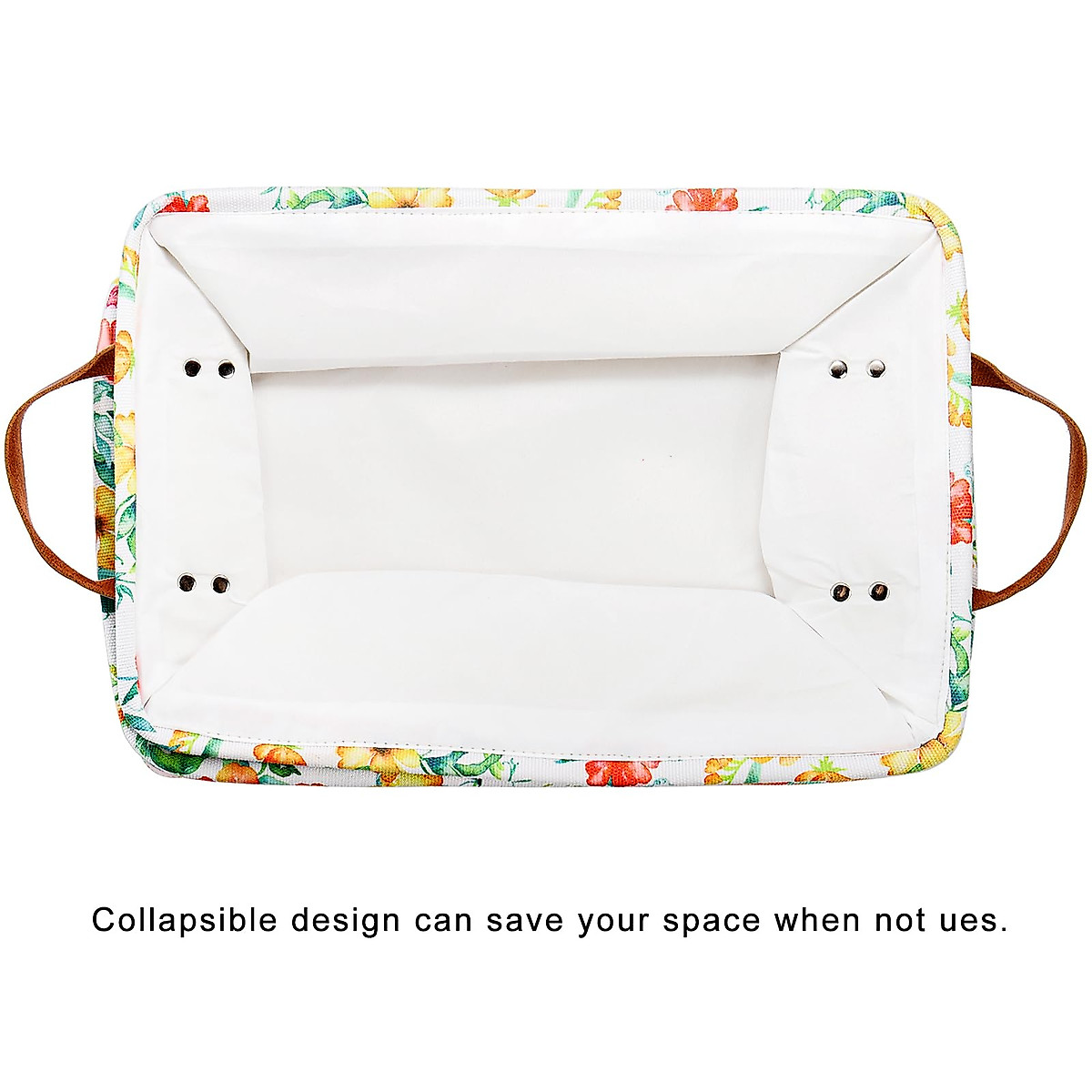 SOUJOY 4 Pack Fabric Storage Basket for Shelves, Foldable Canvas Organizer Box with Handles, Boho Flowers Closet Organizer Bin for Organizing Home Laundry Nursery Dorm Pet Gift