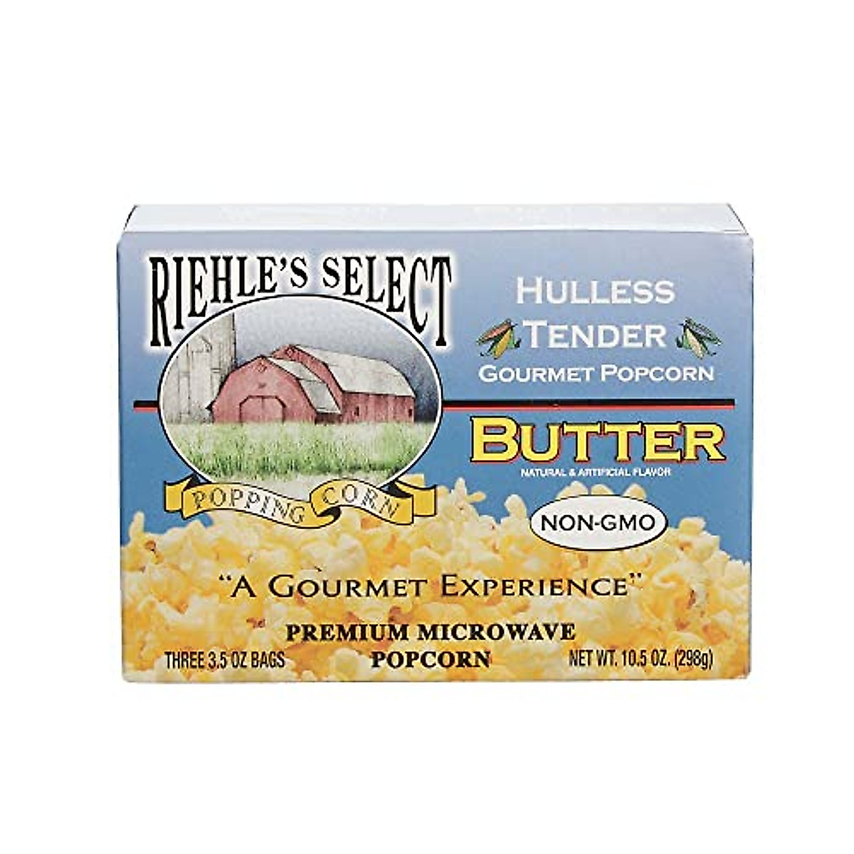 Riehle's Select Popping Corn Hulless Butter Microwave Popcorn, 3Count.