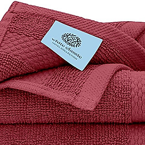White Classic Luxury Hand Towels | 6 Pack Luxury Cotton Washcloths | 12 Pack Bundle (Burgundy)