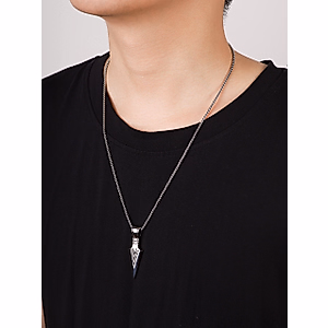 HAQUIL Arrowhead Necklace, Silver Plated Stainless Steel Arrowhead Pendant, Box Chain, Jewelry Gift for Men