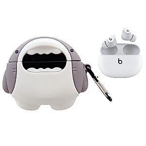 Case for Beats Studio Buds, 3D Cute Cartoons Anime Full Body Protective Cover with Keychain, PVC Earphone Protective Case for Beats Studio Buds Charging Box Covers (Cute Shark)