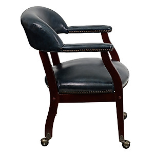 Flash Furniture Sarah Navy Vinyl Luxurious Conference Chair with Accent Nail Trim and Casters