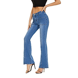 DECIVI Women Bootcut Flare Jeans Mid Rise Stretchy Curvy Bell Bottom Denim Pants