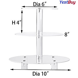 YestBuy 3 Tier Round Cupcake Stand with Base, Acrylic Cake Stand, Cupcake Tower Stand, Premium Cupcake Holder for 28 Cupcakes, Display for Pastry Wedding Birthday Party (4" Between 2 Layers)